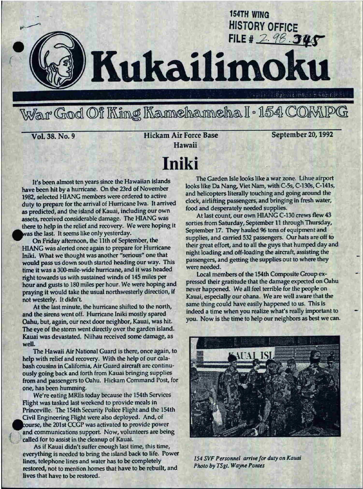 Hawai‘i Air National Guard | 1992 September Kūkāʻilimoku
