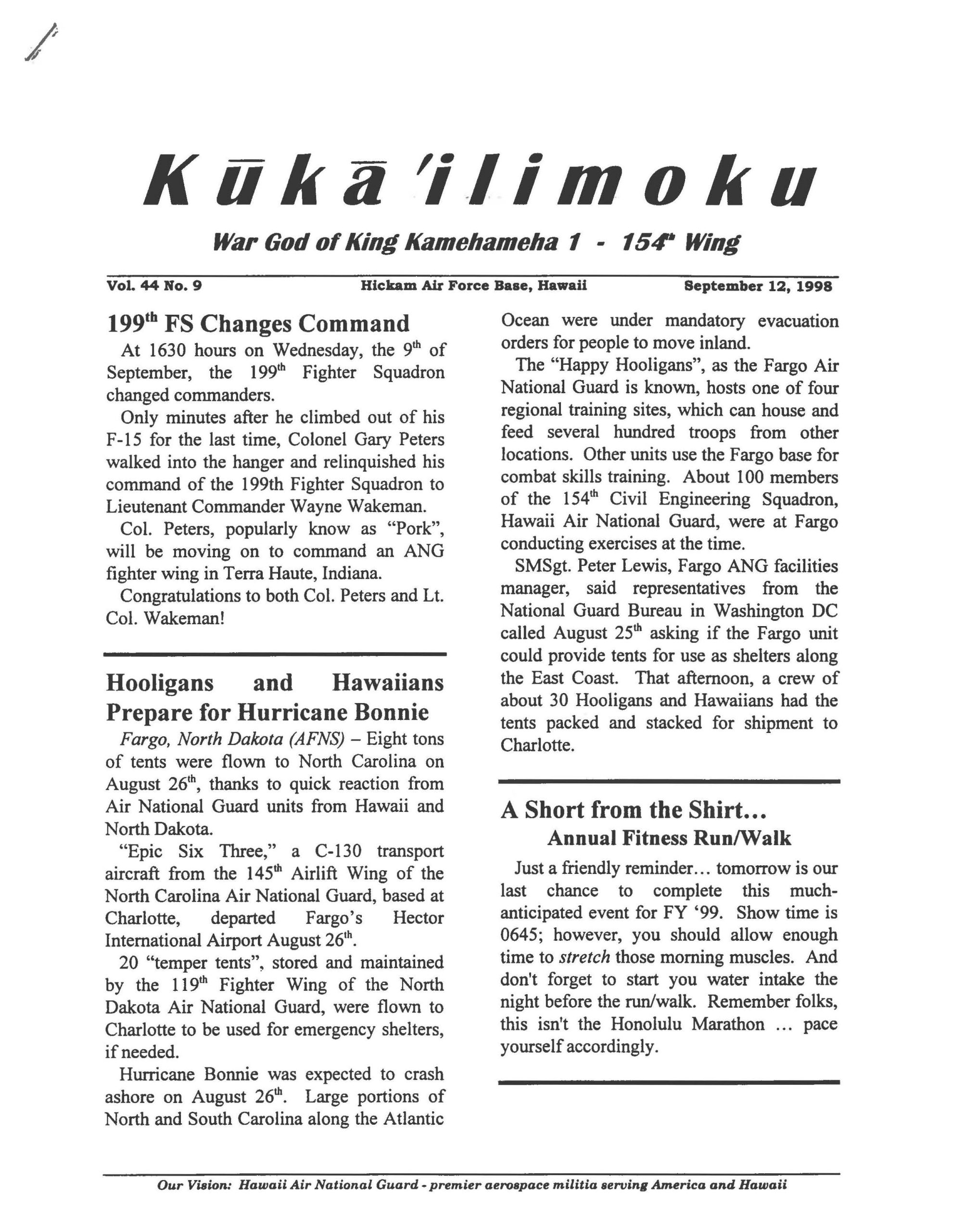Hawai‘i Air National Guard | 1999 September Kūkāʻilimoku